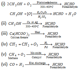 Formaldehyde, Preparation of Formaldehyde, Aldehydes and Ketones